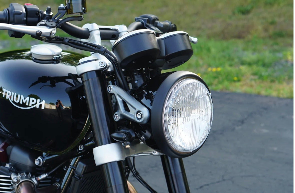 Retro Inspired LED Headlight - Modern White - 2016+ Triumph Classics ...